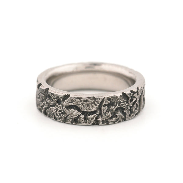 Oxidized Cobalt Chrome Band with Bark Texture - John Paul Designs