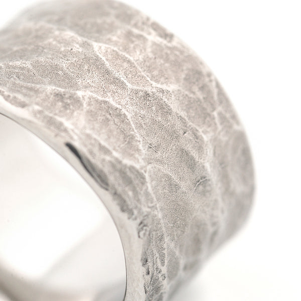 Wide Cobalt Chrome Leather Texture Band - John Paul Designs