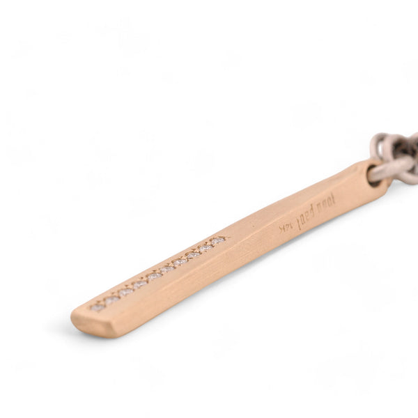 Forged 14K Gold Stick Pendant with Ideal Cut Diamonds - John Paul Designs